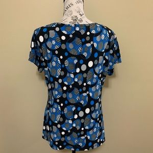 Susan Lawrence | Tops | Susan Lawrence Black Blue Pattered Large Top ...